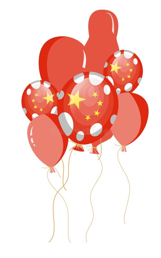 Red Balloon Of Chinese Flag Stock Vector - Illustration of children ...