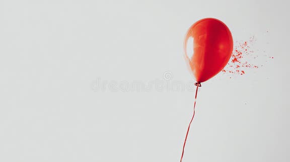 Red Balloon Exploding in Mid-Air with Paint Splash Stock Photo - Image ...
