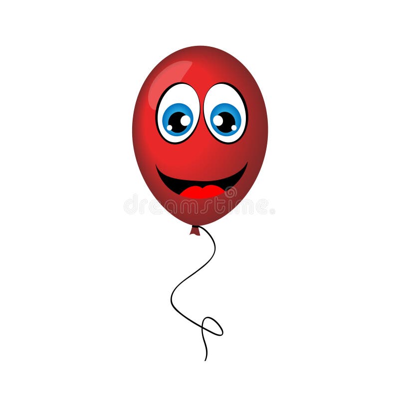 Happy Red Balloon Cartoon Mascot Character Stock Vector - Illustration ...