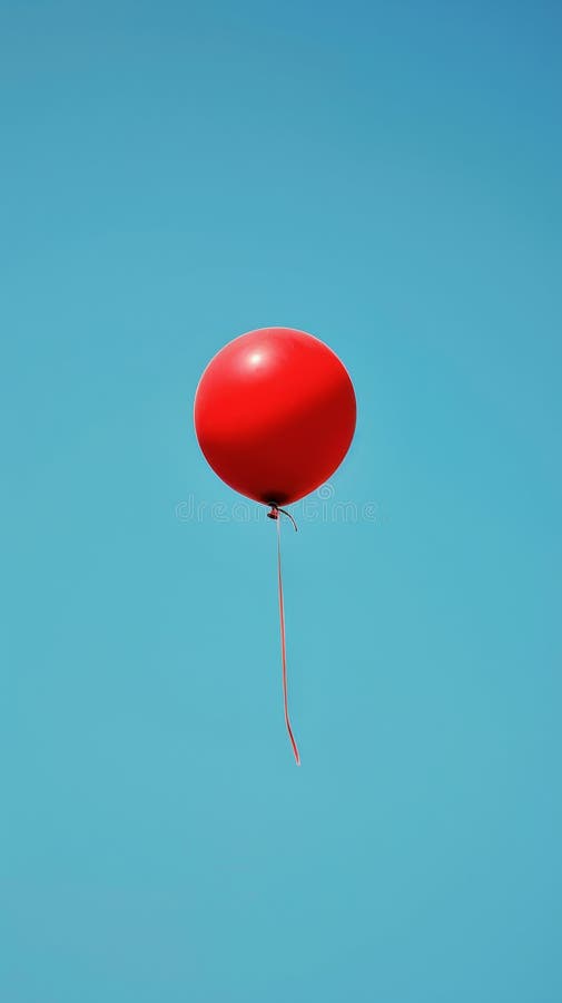 Red Balloon Floating in the Air with a String Stock Photo - Image of ...