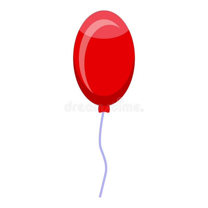 Red Balloon Floating with String on White Background Stock Illustration ...