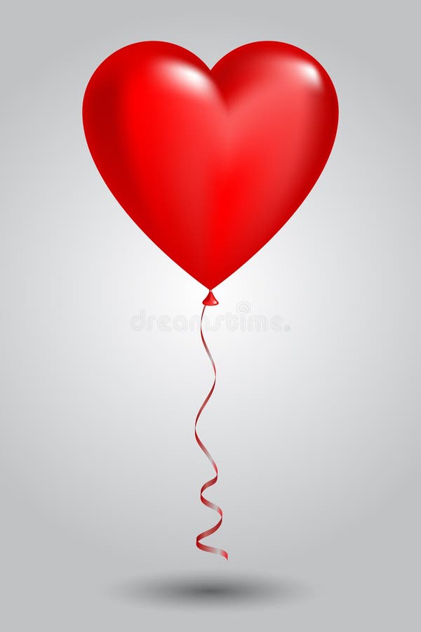 Red Balloon in Form of Heart on Light Background Stock Vector ...