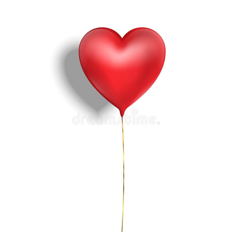 Red Balloon in Form of Heart on Light. Vector Illustration Stock Vector ...
