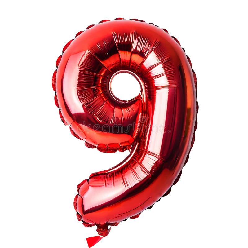Red Balloon in the Form of a Nine Isolated on White. Stock Illustration ...