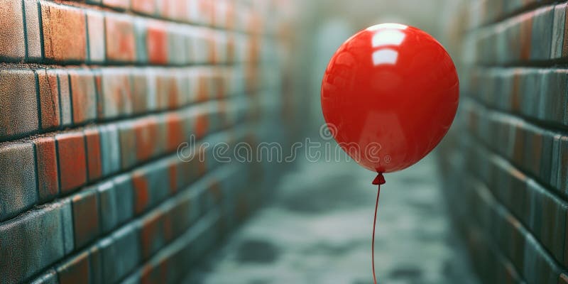 Red Balloon in Front of Brick Wall Stock Image - Image of imagination ...