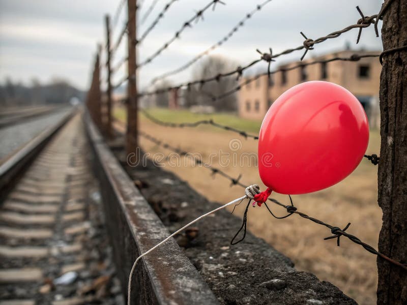 A Red Balloon Impaled on Barbed Wire Visualizing the Struggle with ...