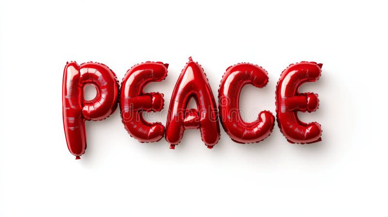 Red Balloon Letters Spelling Peace on a White Background, Symbolizing ...