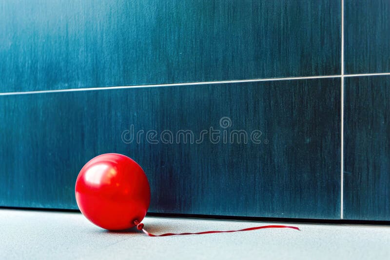 Red Balloon Lying on Floor in Empty Room. Red Balloon Theory in Grief ...