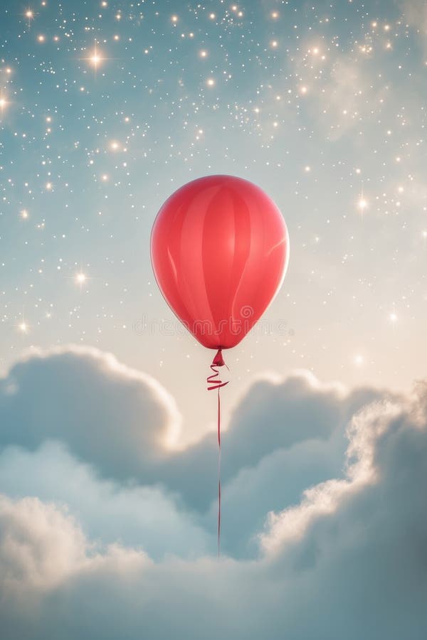 Red Balloon Number Twenty Four Festive Clouds Stars Background Stock ...