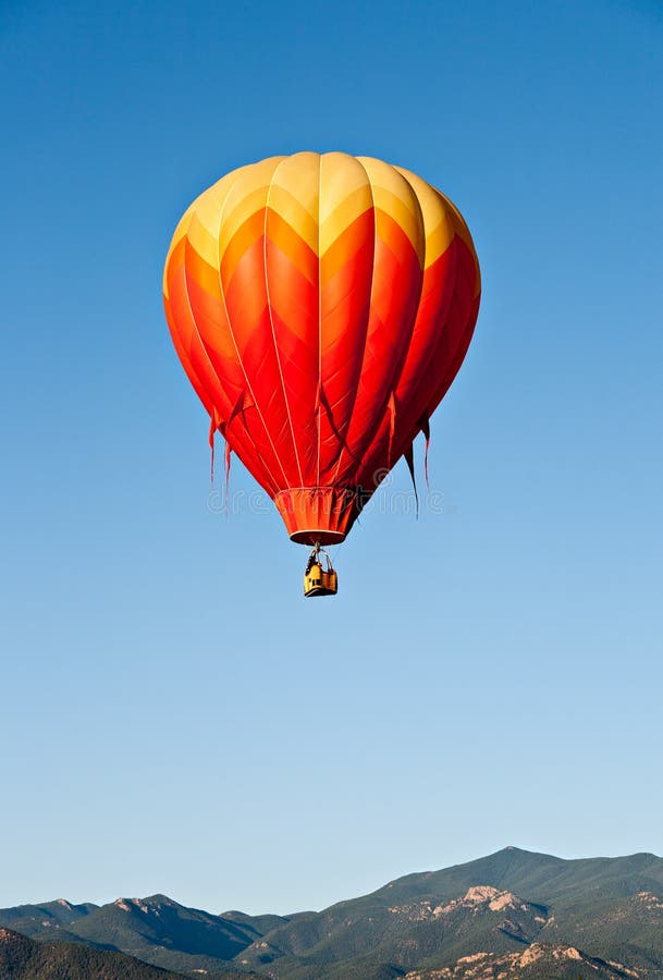 Red Balloon Over Colorado Mountains Stock Photo - Image of flight ...