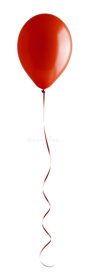 Red Balloon and Ribbon and a White Backdrop. Stock Photo - Image of ...