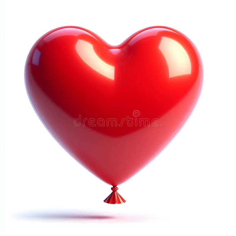Red Balloon in the Shape of Heart Stock Illustration - Illustration of ...