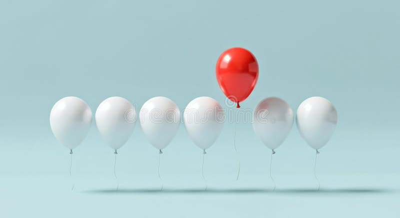 Red Balloon Standing Out among White Balloons: Concept of Individuality ...