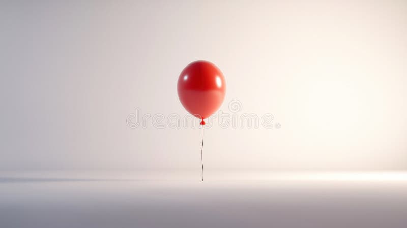 A Red Balloon with a Red String. Stock Image - Image of single, white ...