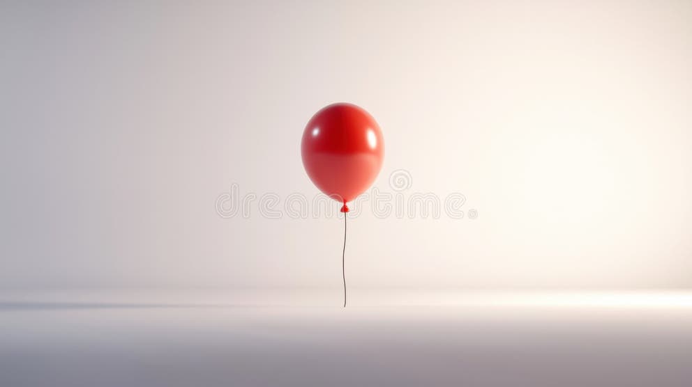 A Red Balloon with a Red String. Stock Image - Image of single, white: 373124437