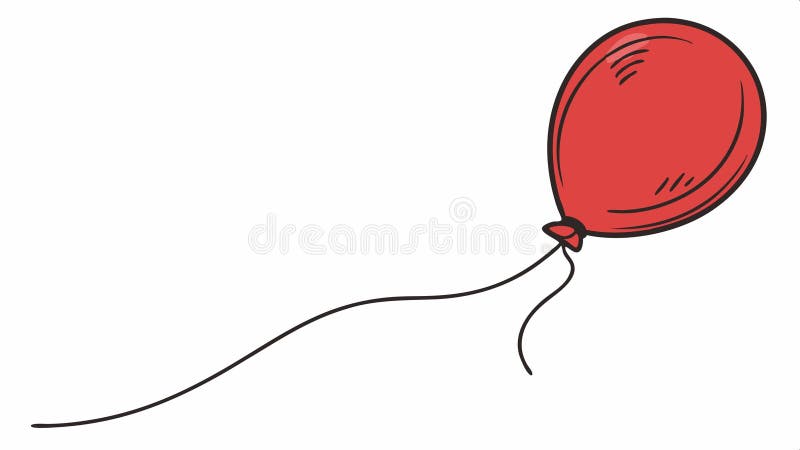 Red Balloon on String, Symbolizing Celebration or Freedom Vector Design ...