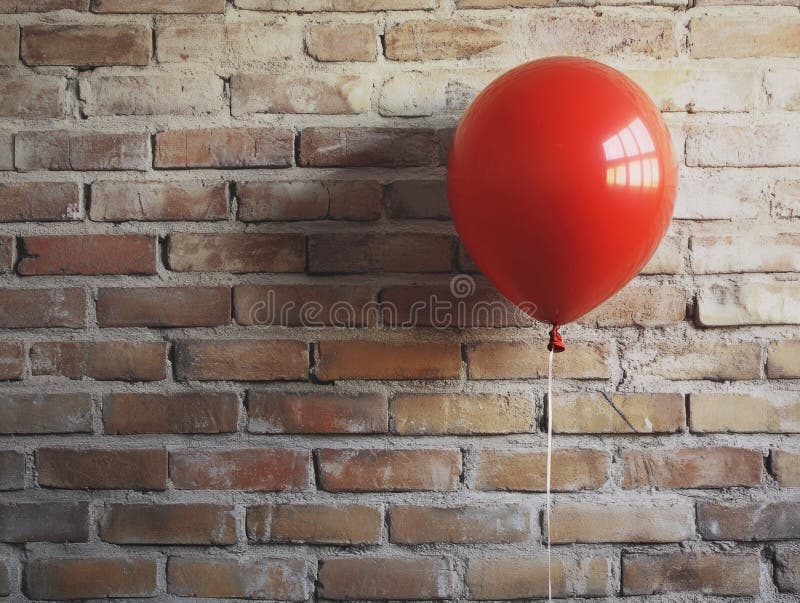 Red Balloon on Brick Wall stock image. Image of symbol - 382178411