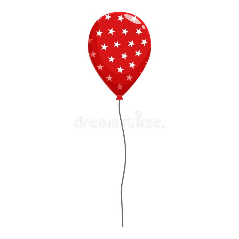 Red Balloon with White Stars Floating on White Background Stock Vector ...