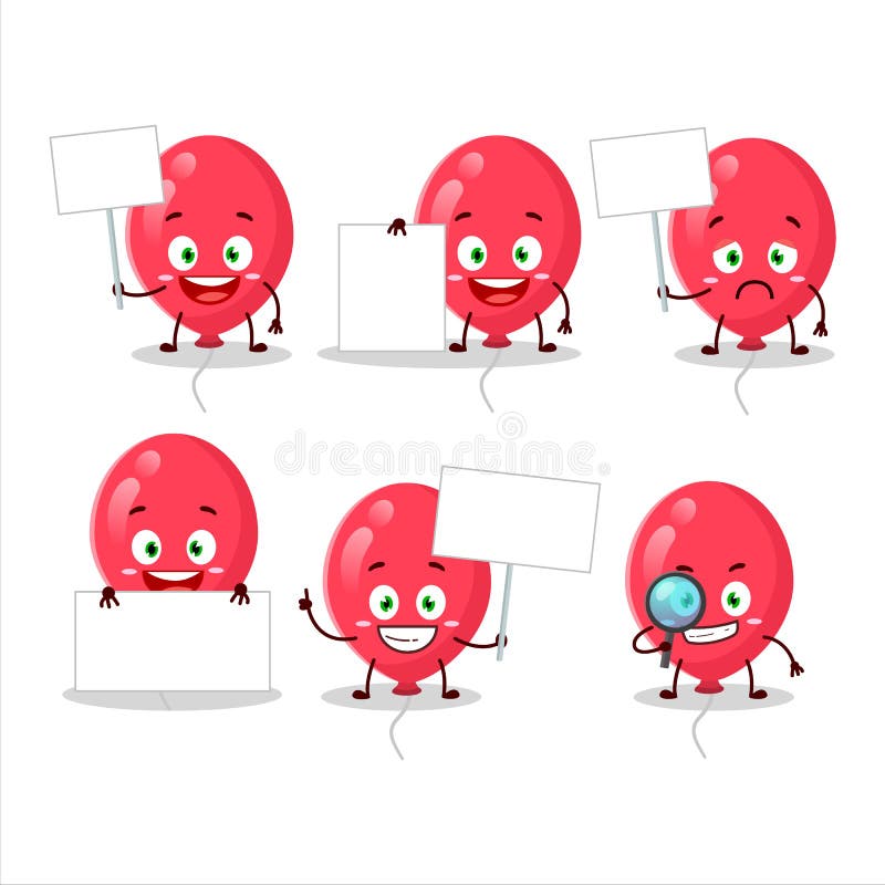 Red Balloons Cartoon Character Bring Information Board Stock Vector ...