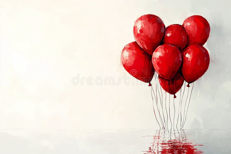 Red Balloons Floating Above Reflective Surface Stock Image - Image of ...
