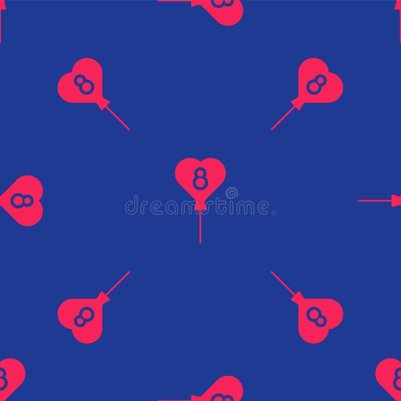 Red Balloons with 8 March Icon Isolated Seamless Pattern on Blue ...