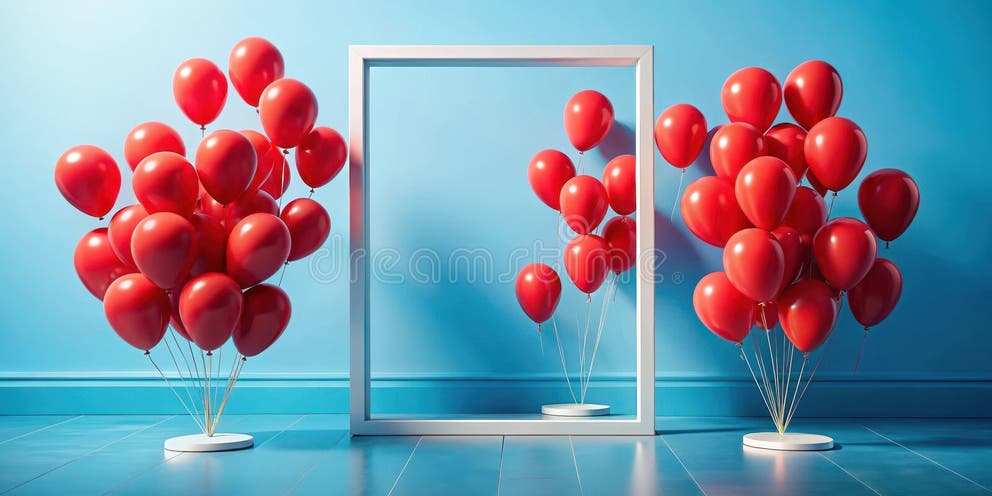 Red Balloons in a Modern Setting with a White Frame. Generative AI ...
