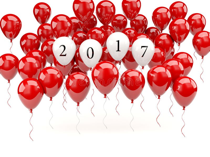 Red Balloons with 2017 New Year Sign Stock Illustration - Illustration ...