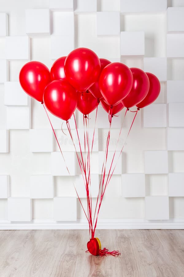 Red balloons in the room stock image. Image of heart - 51065165