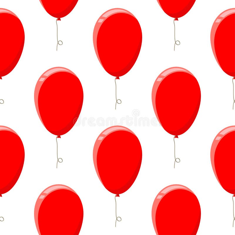 Red Balloons. Seamless Pattern Stock Vector - Illustration of cartoon ...
