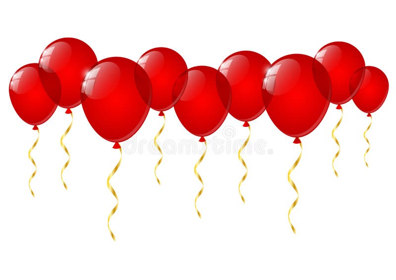 Red Happy Birthday Heart Shape Balloons Stock Illustration ...