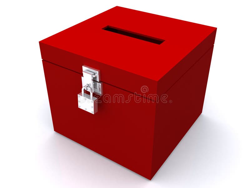 Red Ballot Box with Lock stock illustration. Illustration of locked ...