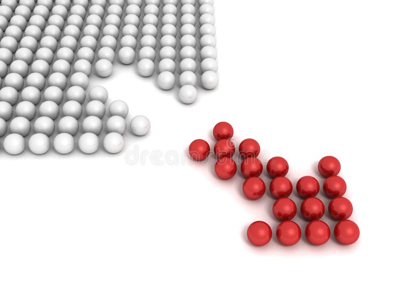 Red Balls Arrow Moving Out from White Crowd Stock Illustration ...