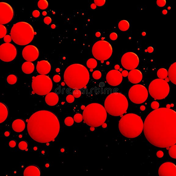 Red Balls of Ink on Black Background Stock Illustration - Illustration ...