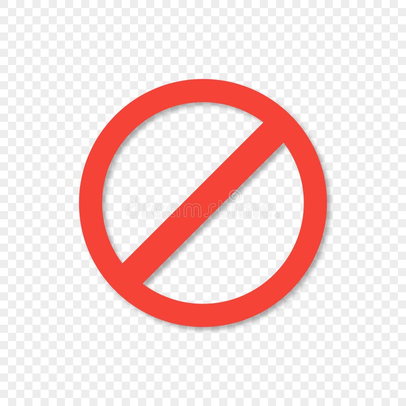Ban Sign. Red Icon On Transparent Background. Stock Vector ...
