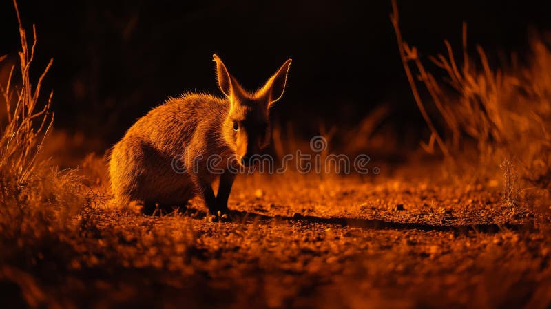 Red Bandicoot at Night in Australian Outback Stock Illustration ...