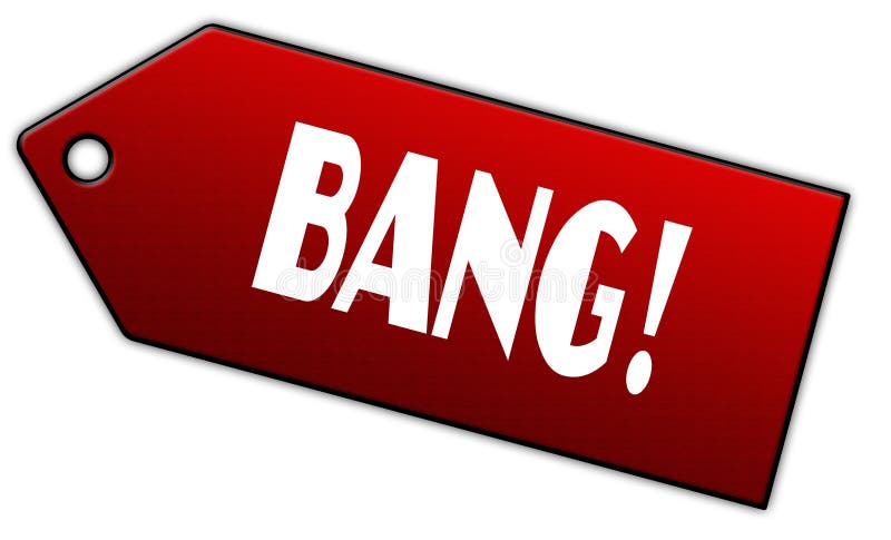 Red BANG label. stock illustration. Illustration of type - 103756192