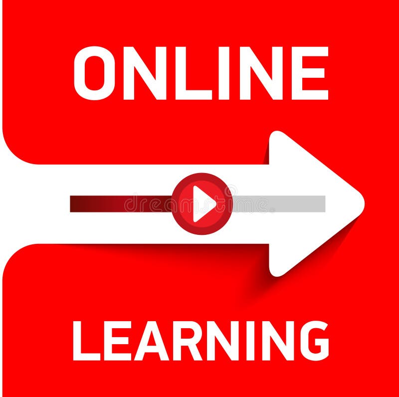 Red Banner or Button for Online Learning. Stock Vector - Illustration ...
