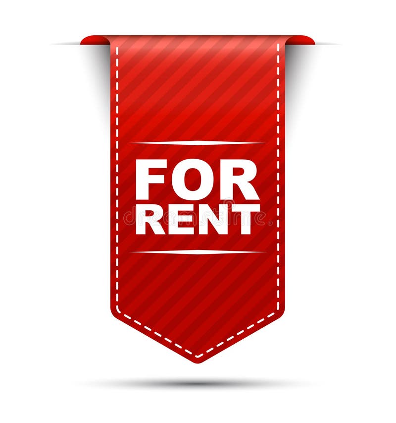 Red banner design for rent stock illustration. Illustration of label ...