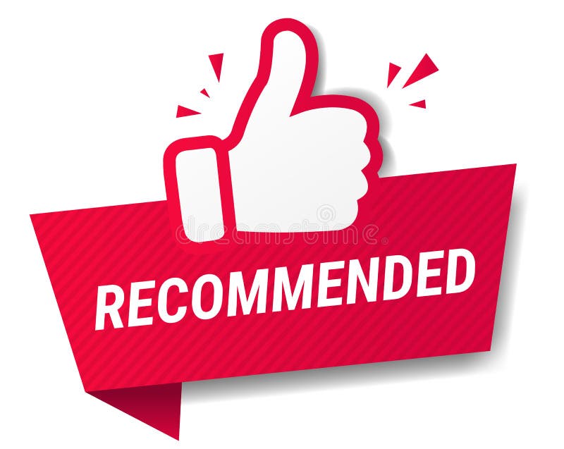 Red Banner Recommended with Thumbs Up White Background Stock Vector ...