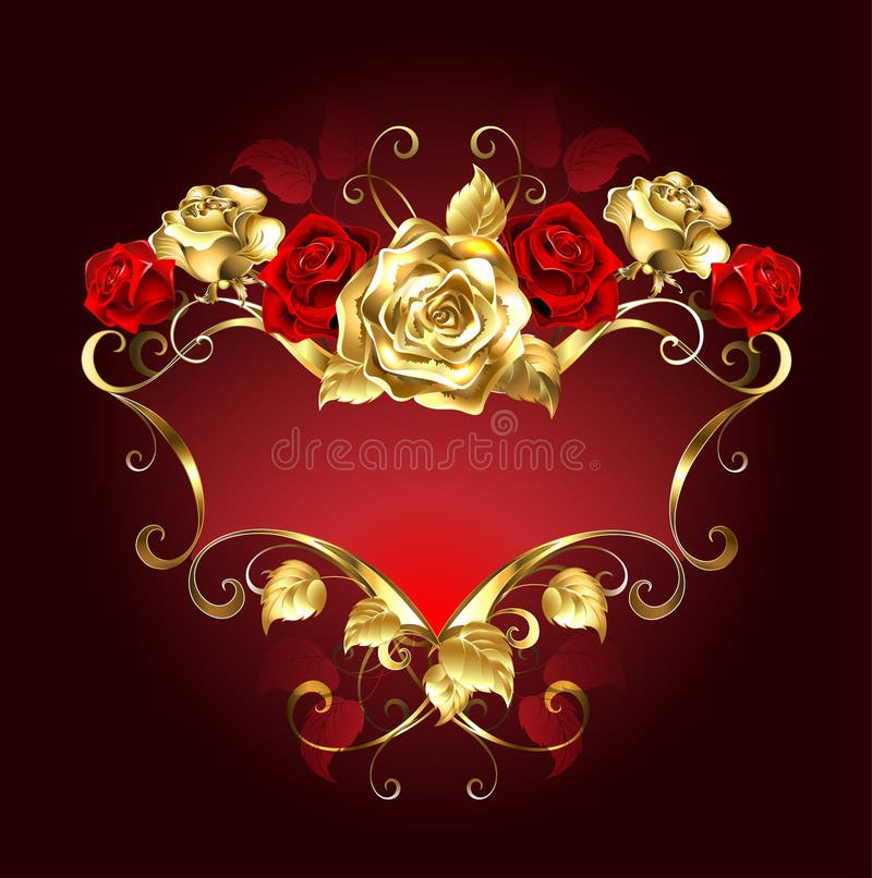 Hearts With Banners And Roses