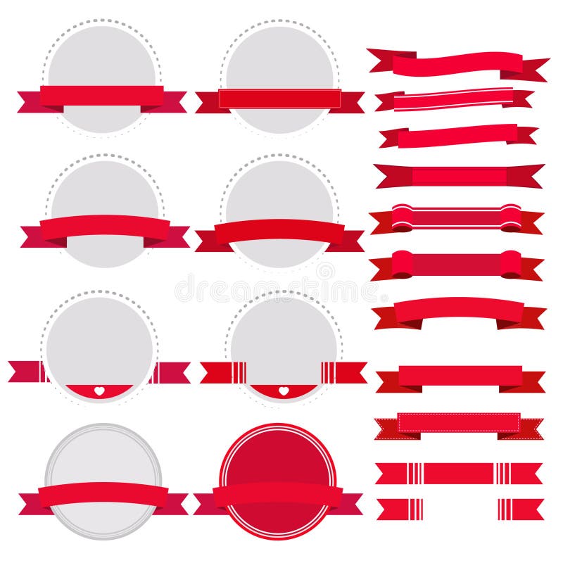 Set Circle Banner with Ribbon Vector Stock Vector - Illustration of ...