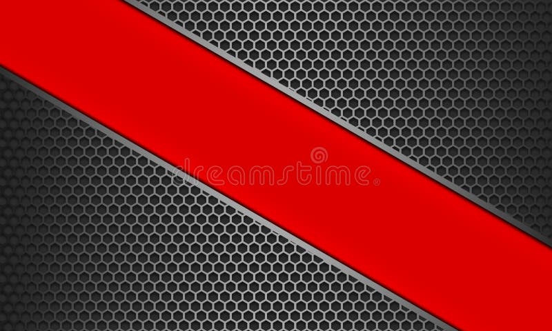 Red Banner Silver Line on Black Metal Hexagon Mesh Pattern Design Stock ...