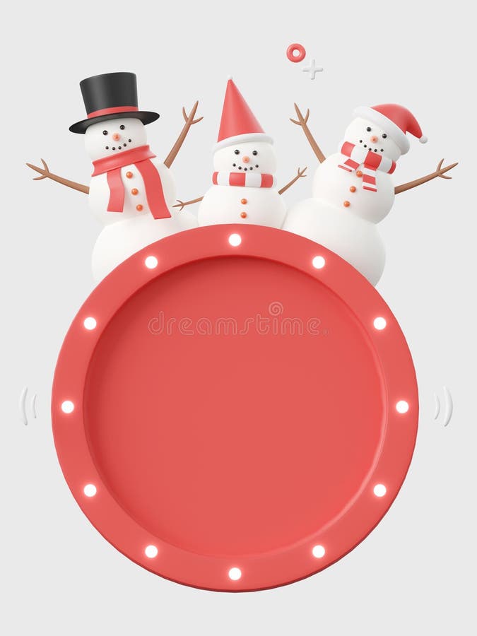 Red Banner with Snowman, Christmas Theme Elements Stock Illustration ...