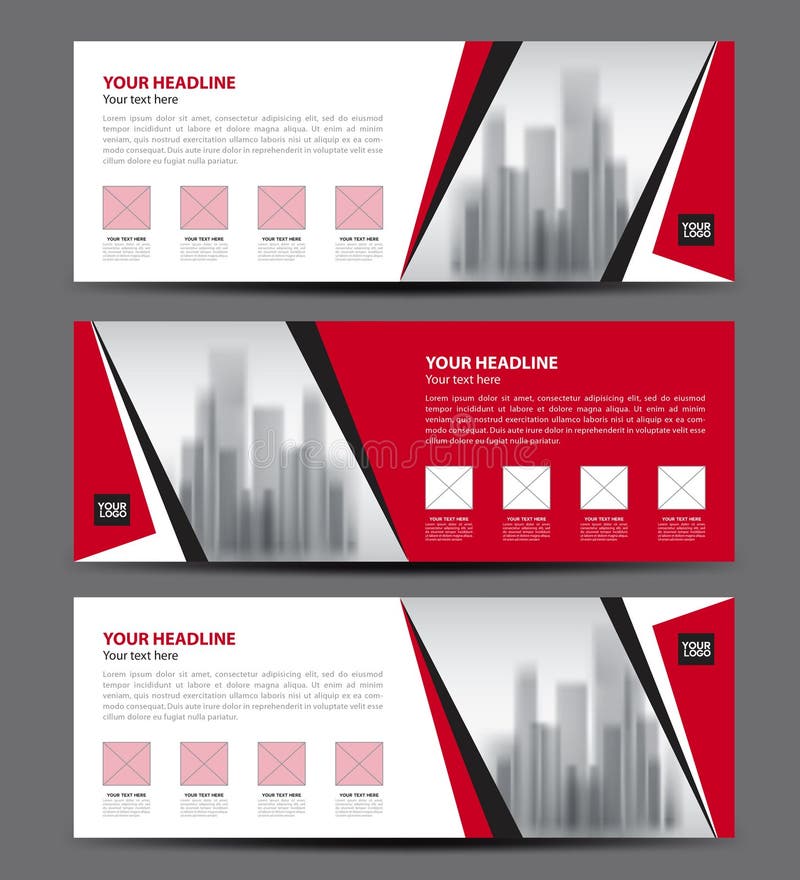 Red Banner Template Vector, Horizontal Header, Advertising Stock Vector ...