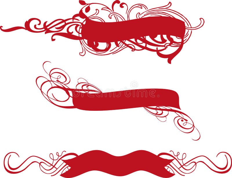 Red banners stock vector. Illustration of birthday, scroll - 2700514