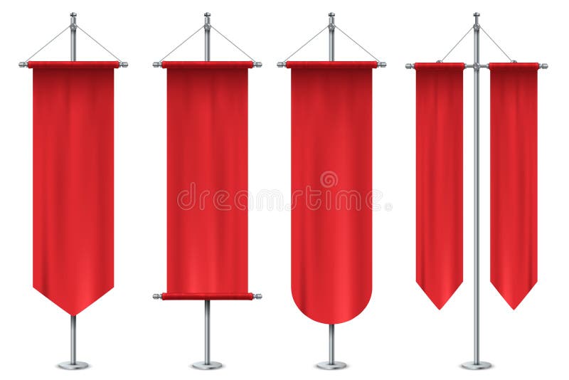 Red Banners and Flags on White Background Stock Vector - Illustration ...