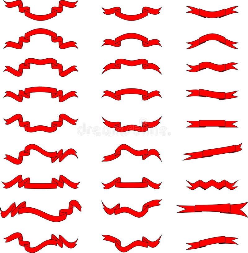 Red & Gold Ribbon Banner Fancy Collection Set Stock Vector ...