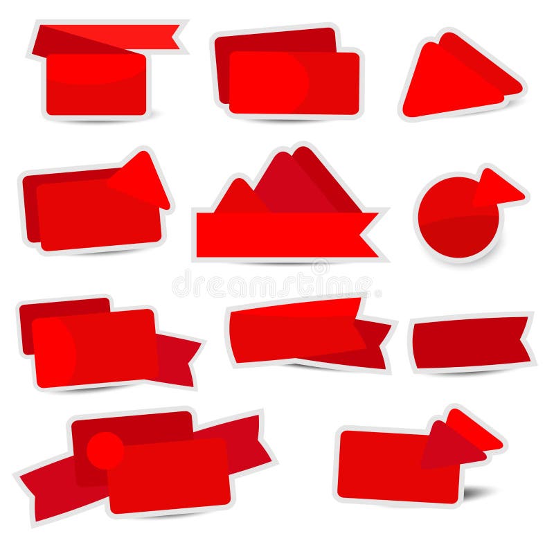 Red Banners Set Beautiful Blank Decoration Stock Vector - Illustration ...