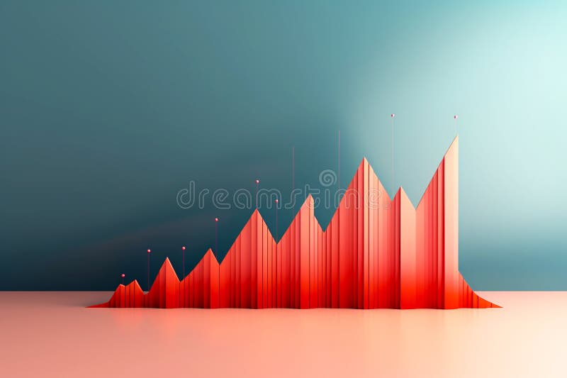 Red Bar Chart on a Blue Minimalist Background, Ideal for Business ...