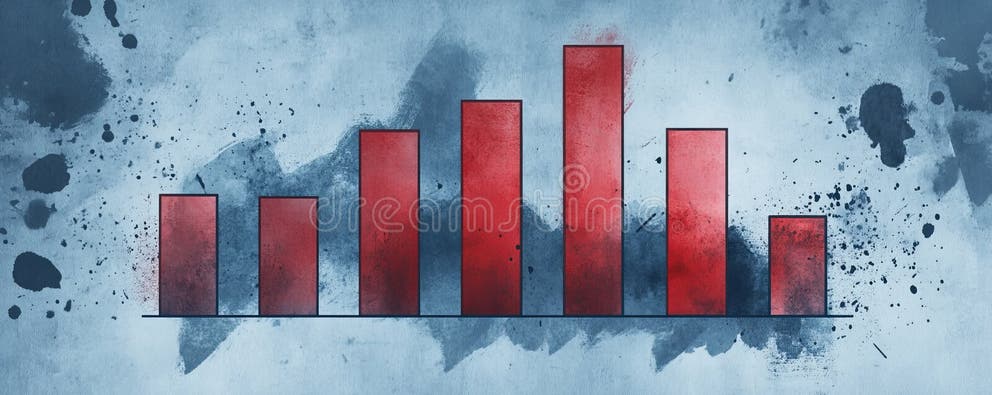 Red Bar Chart on Grunge Background Data Visualization Concept, Data ...
